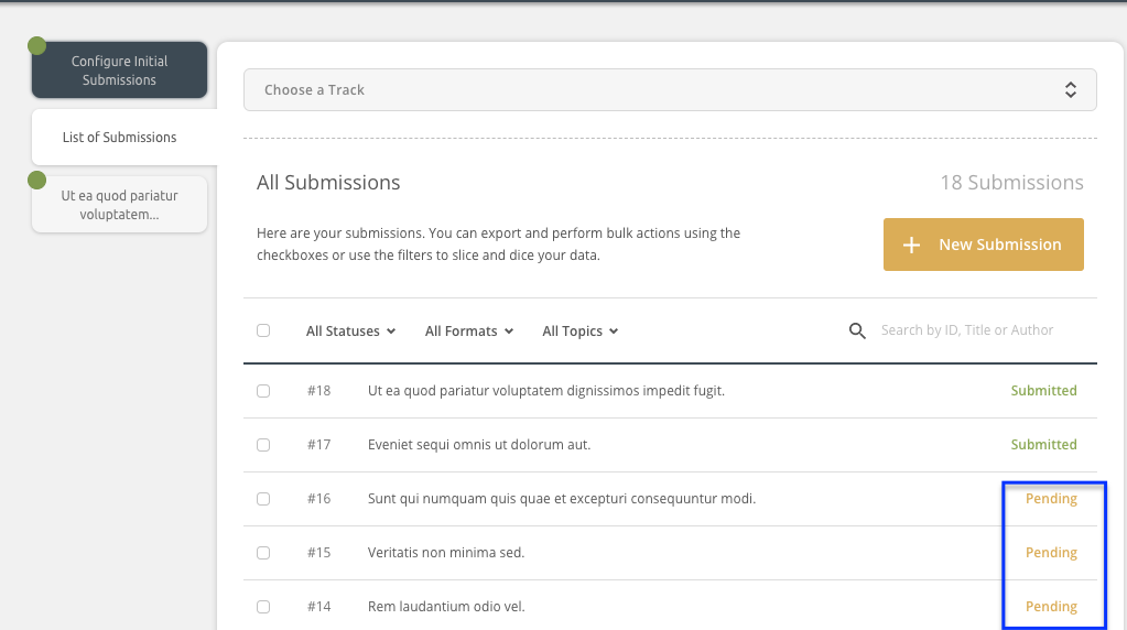 What does it mean when a submission is pending?